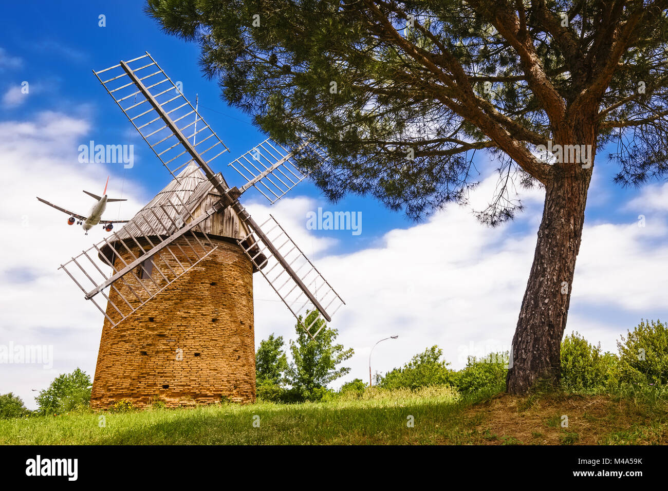 Historic wind mill near airport, Toulouse, France Stock Photo - Alamy