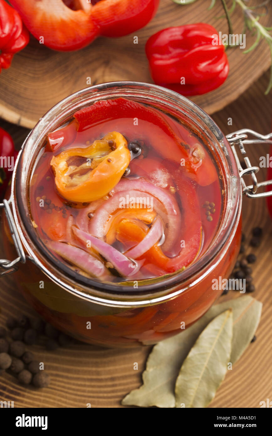 Homemade marinated in oil red pepper Stock Photo - Alamy