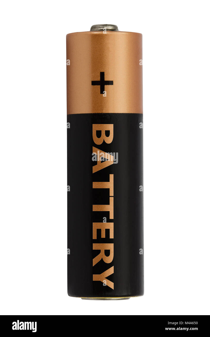 One AA battery isolated on white, with clipping path Stock Photo - Alamy