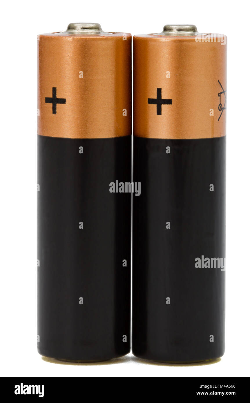Two AA battery isolated on white, with clipping path Stock Photo - Alamy