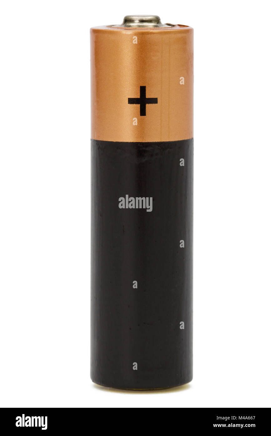 One AA battery isolated on white, with clipping path Stock Photo - Alamy