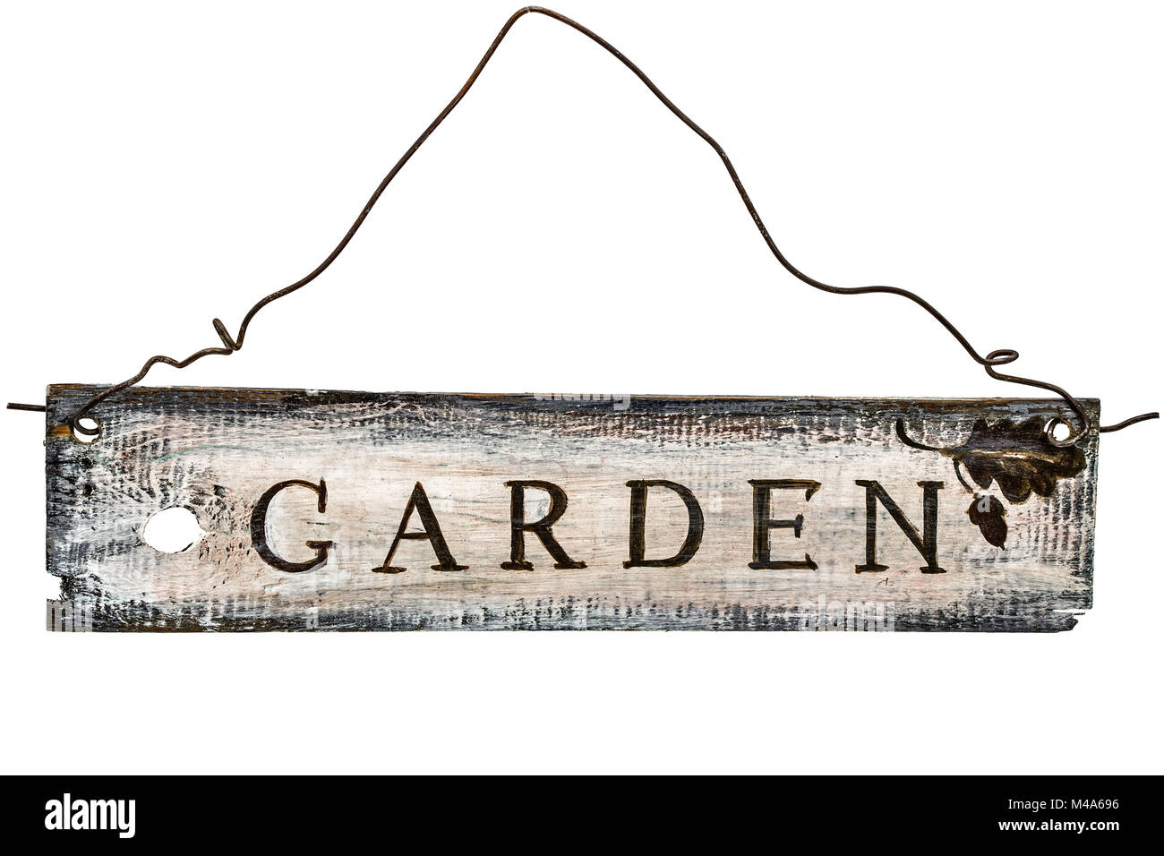 Vintage wooden sign on a white background - Garden Stock Photo - Alamy