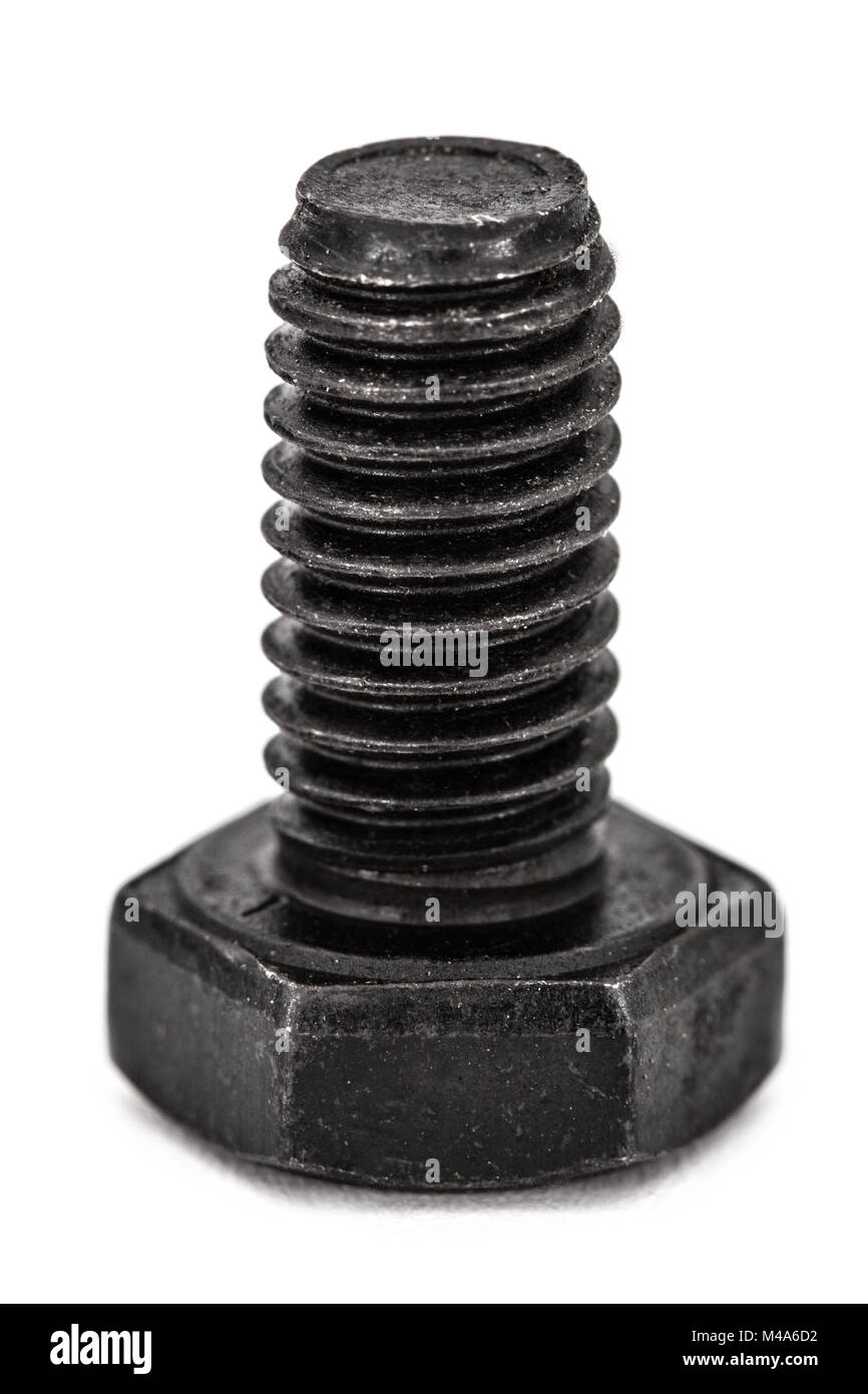 Hardened screw close-up, isolated on white background Stock Photo - Alamy