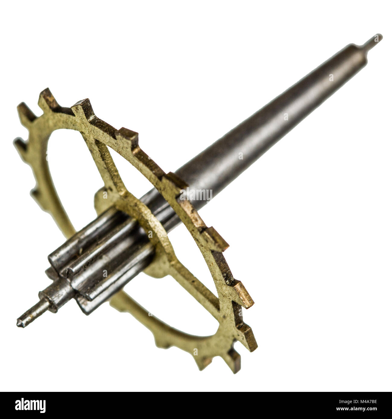 Pinion of old clock mechanism, isolated on white background Stock Photo ...
