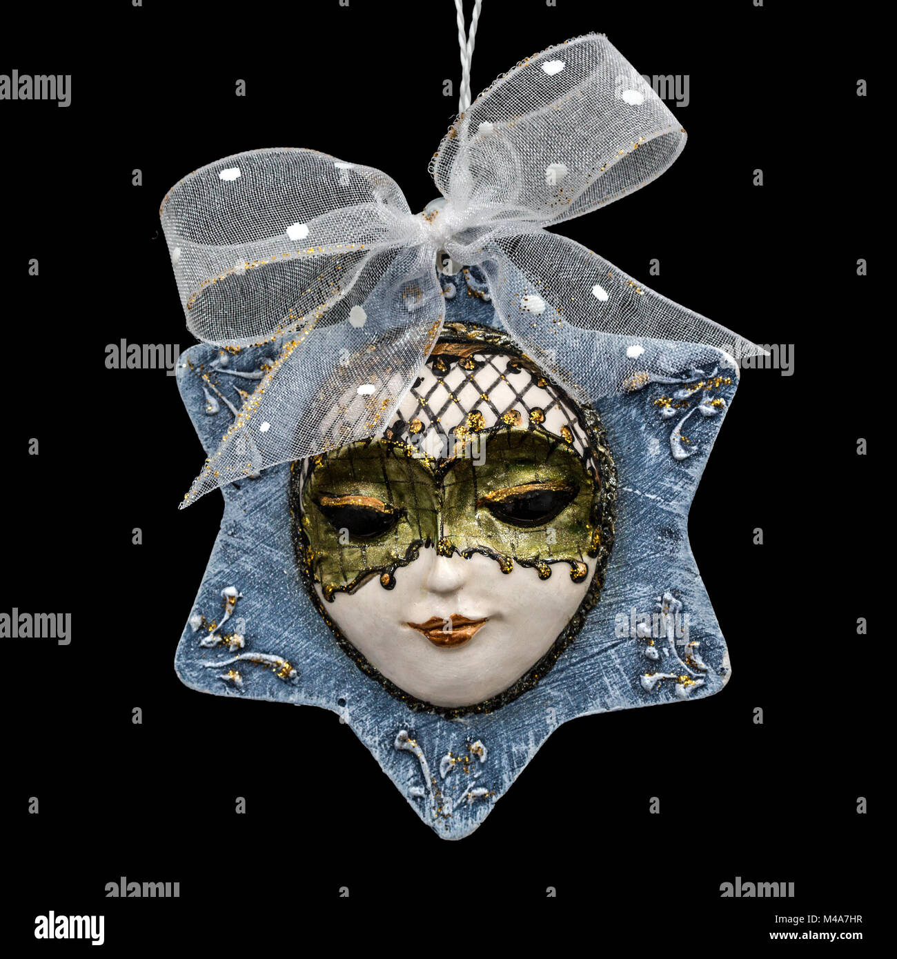 Beautiful mask of hand-worked for festive decoration, isolated Stock ...