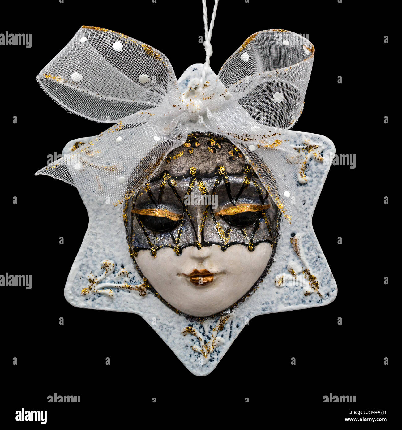 Beautiful mask of hand-worked for festive decoration, isolated Stock ...