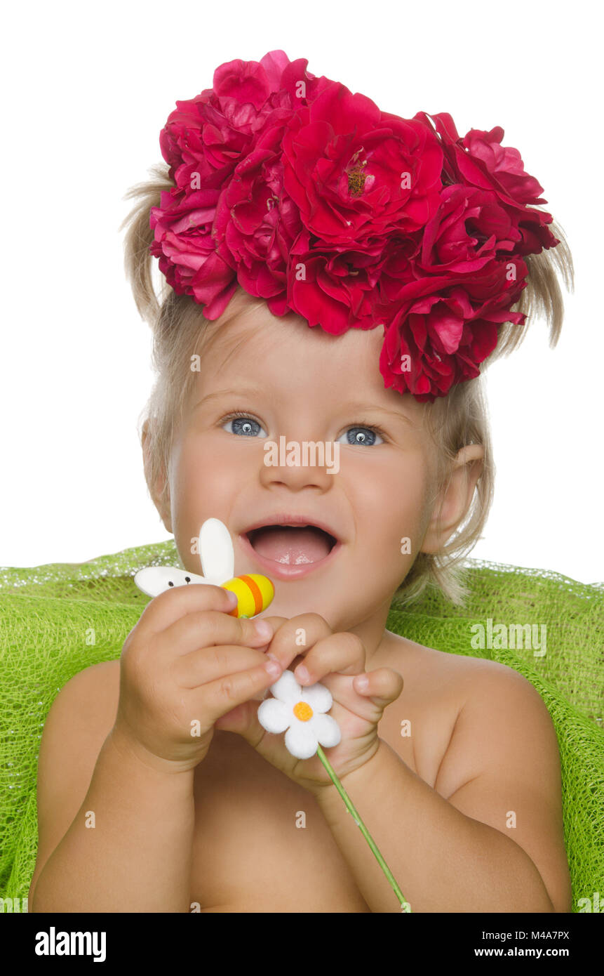 Little girl with flowers hi-res stock photography and images - Alamy