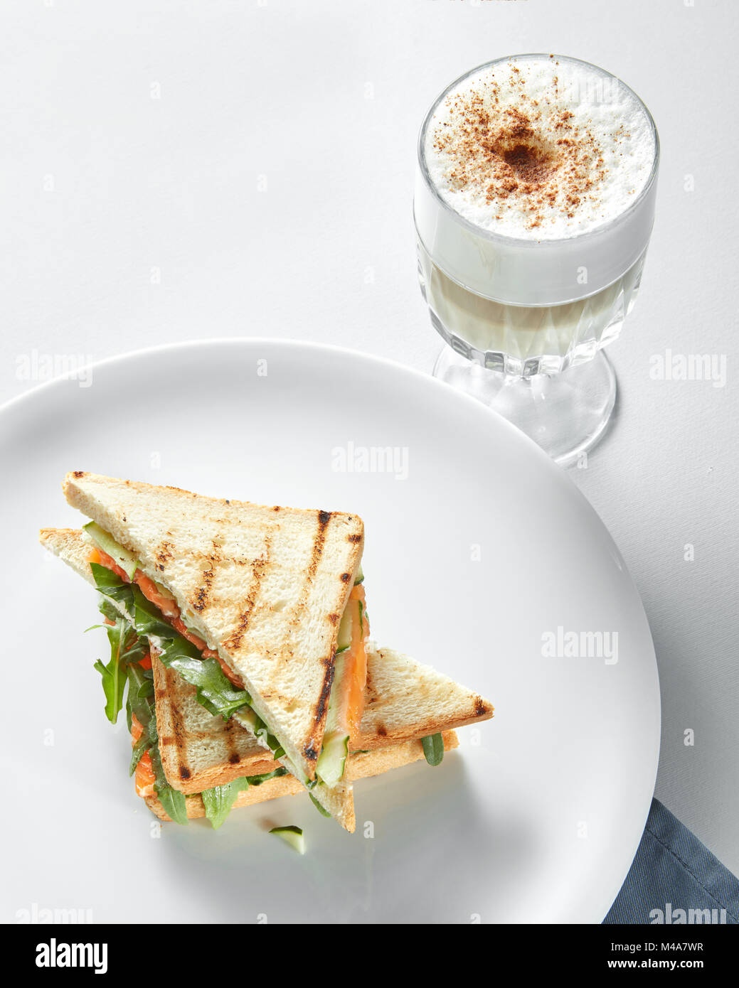 Breakfast concept - cup of coffee with toasts Stock Photo - Alamy