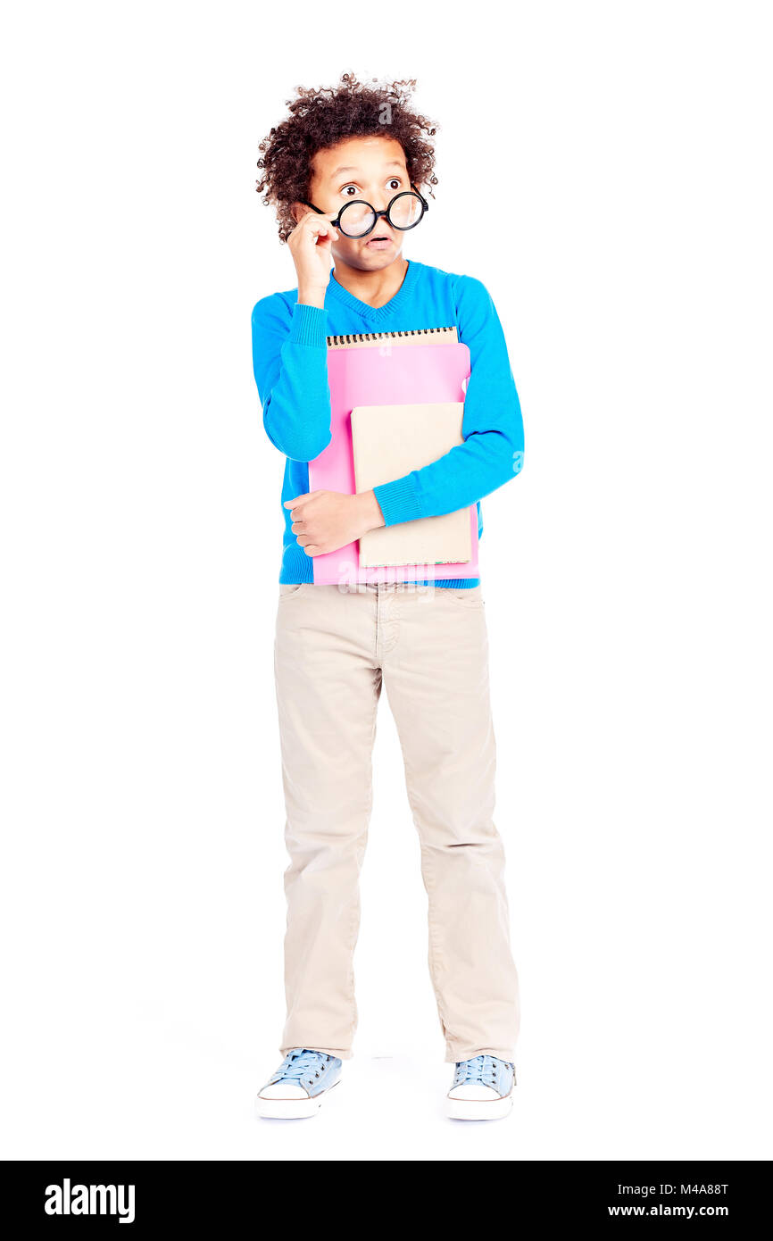 Schoolboy with glasses Cut Out Stock Images & Pictures - Alamy