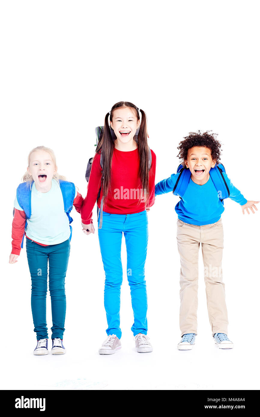 Happy three school friends Stock Photo - Alamy