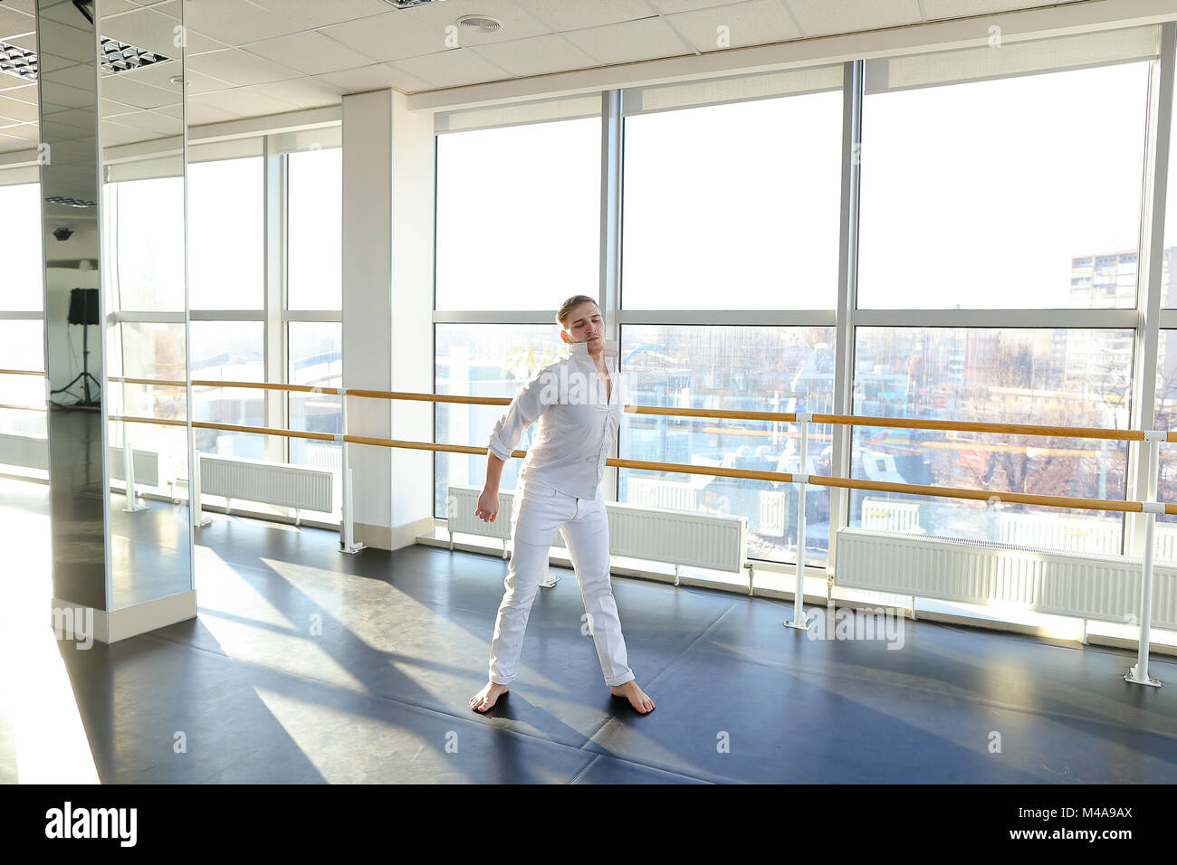 Winner of dancing competition training at gym studio Stock Photo - Alamy