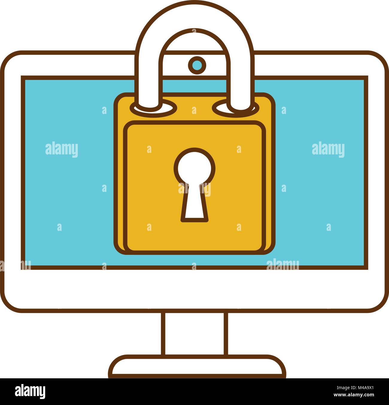 monitor computer with padlock Stock Vector Image & Art - Alamy