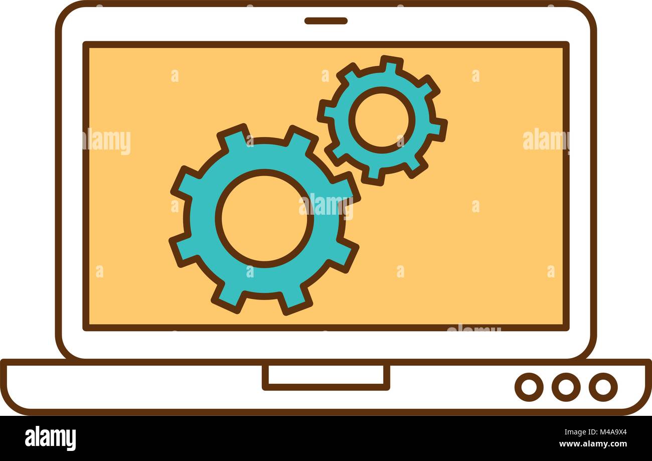 laptop computer with gears Stock Vector Image & Art - Alamy