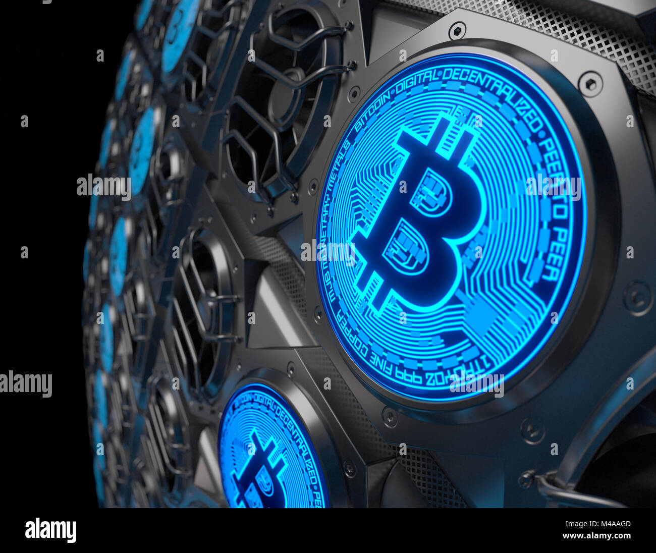 Bitcoin Mining Concept. 3D illustration Stock Photo - Alamy