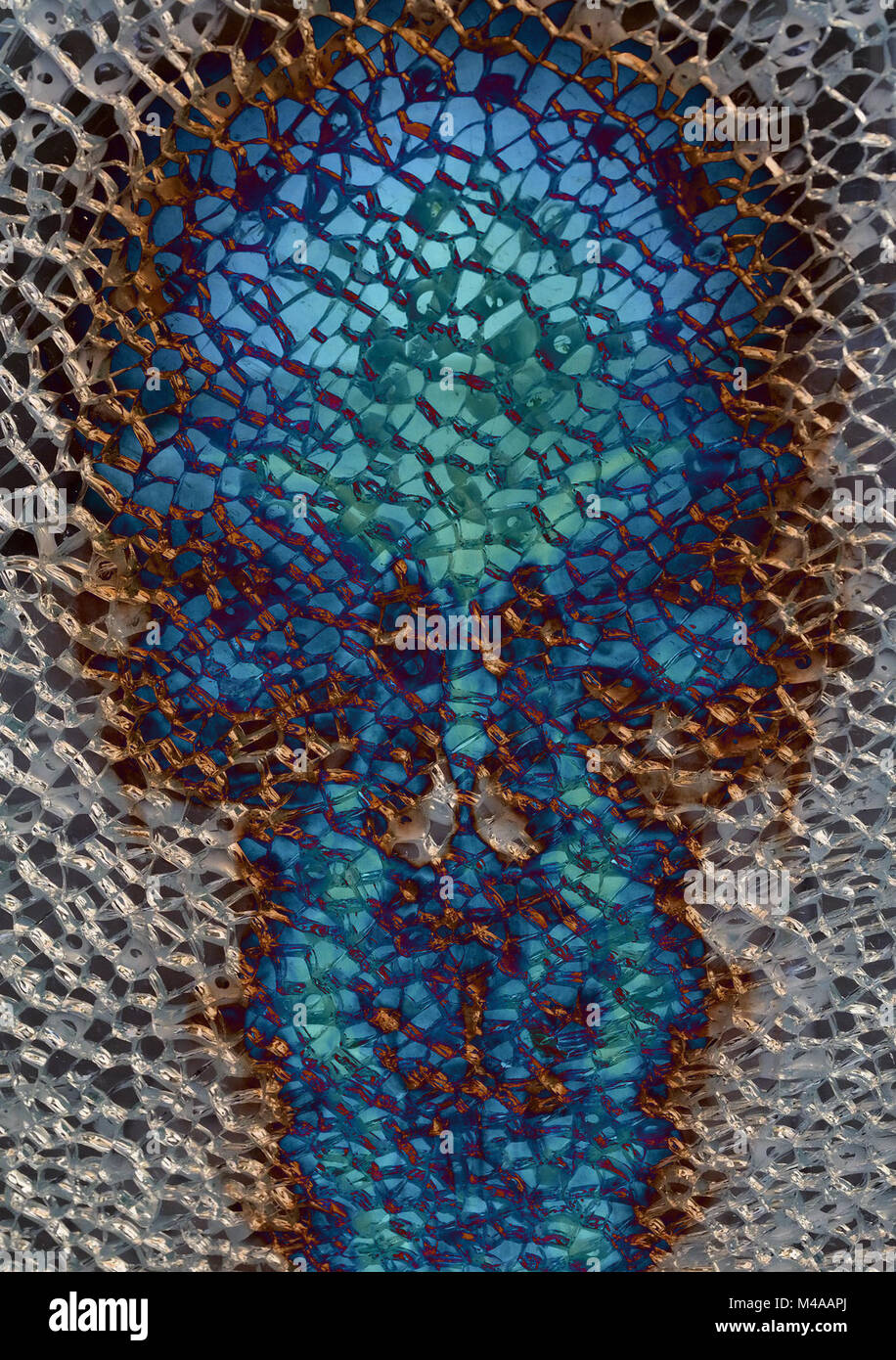 Crystal and turquoise face shattered glass Stock Photo - Alamy