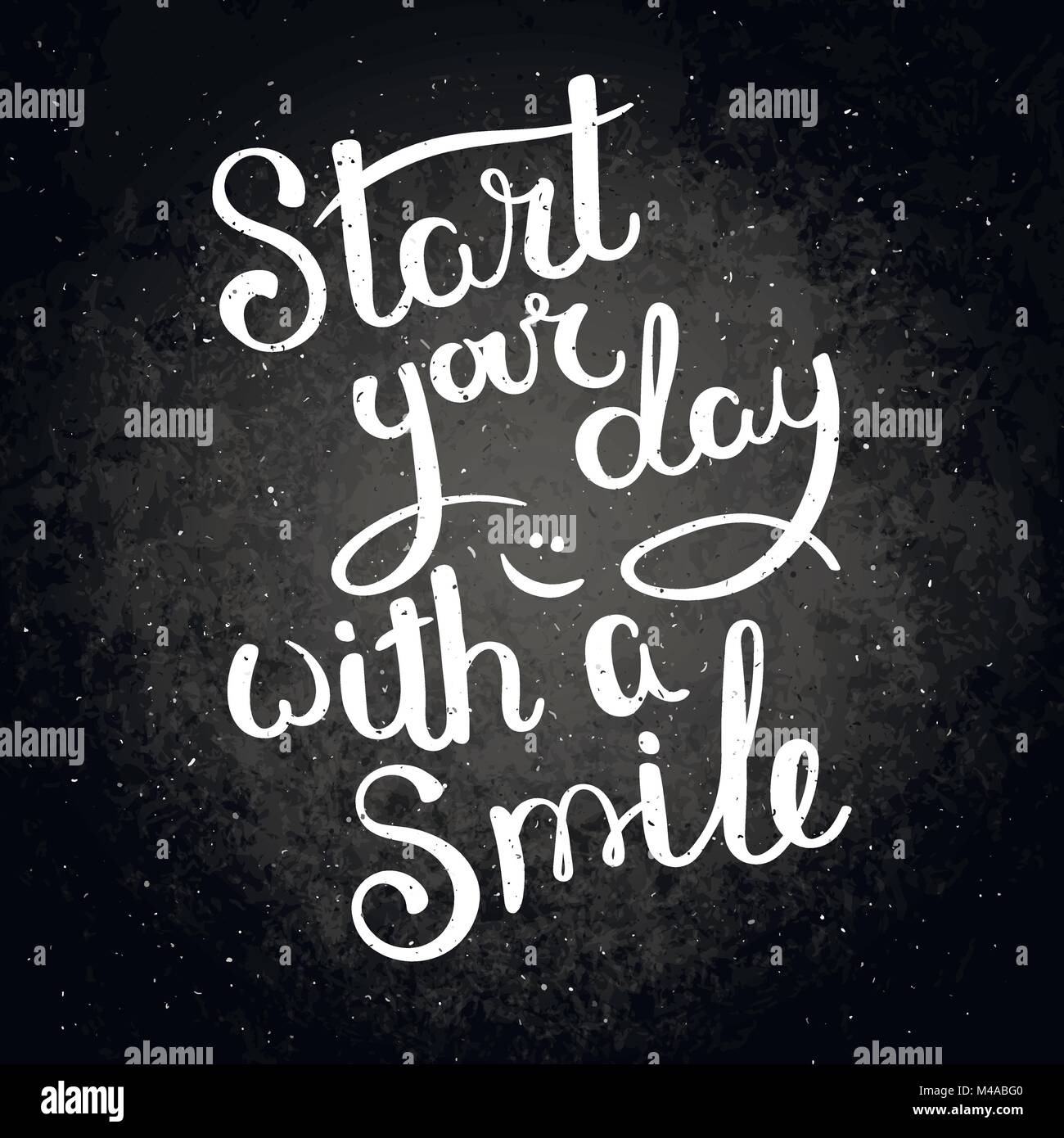 Start your day with a smile. Hand drawn vector lettering phrase. Modern motivating calligraphy ...