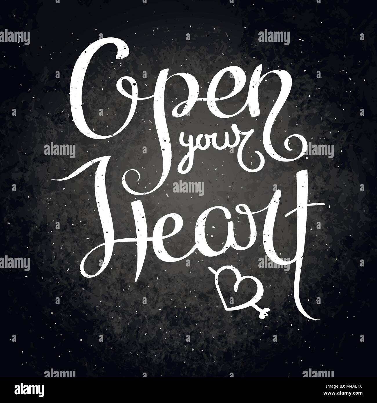 Open your heart. Hand drawn vector lettering phrase. Modern motivating ...