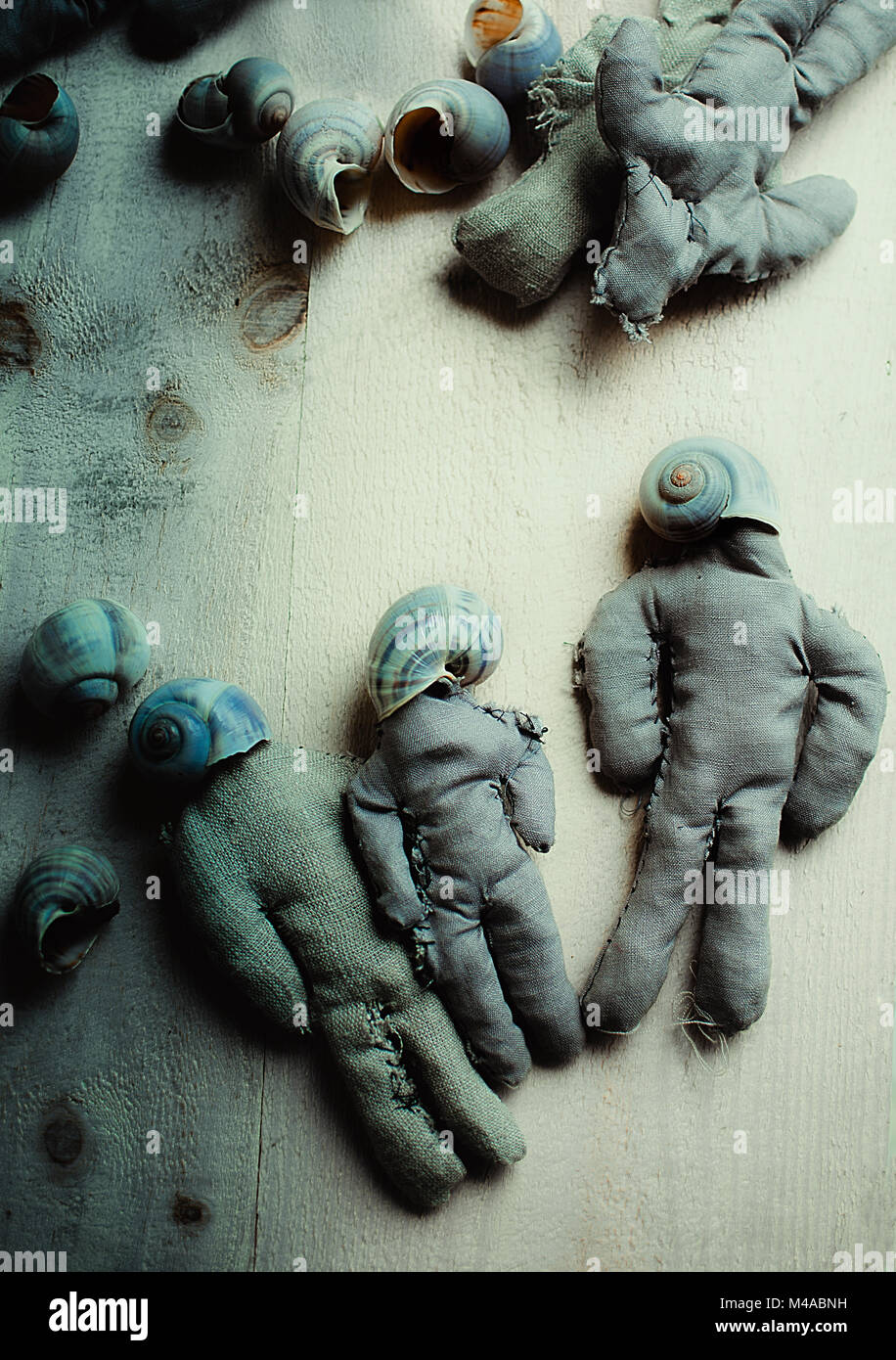 shell headed home made dolls Stock Photo - Alamy