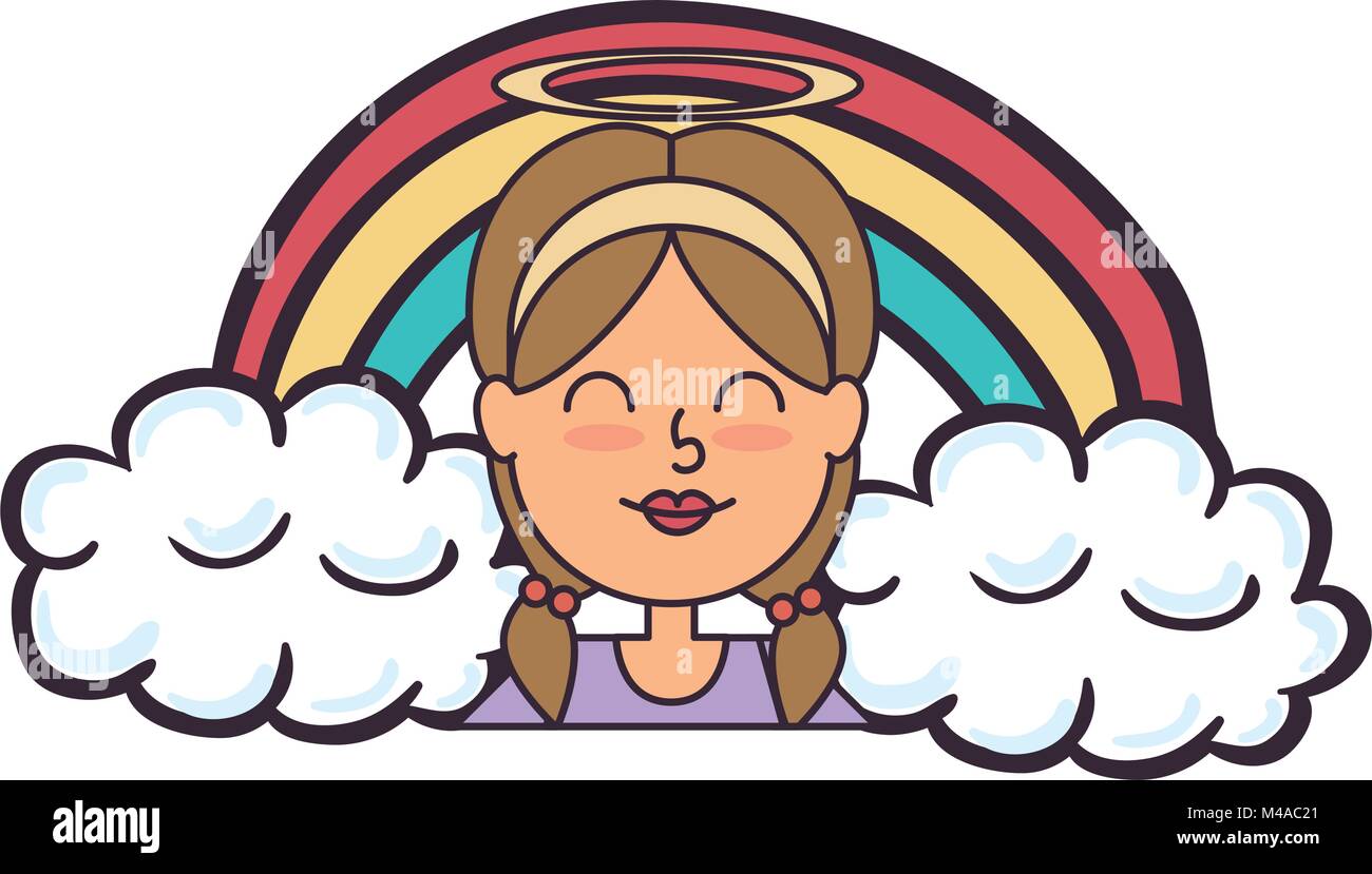 little girl angel with rainbow Stock Vector Image & Art - Alamy