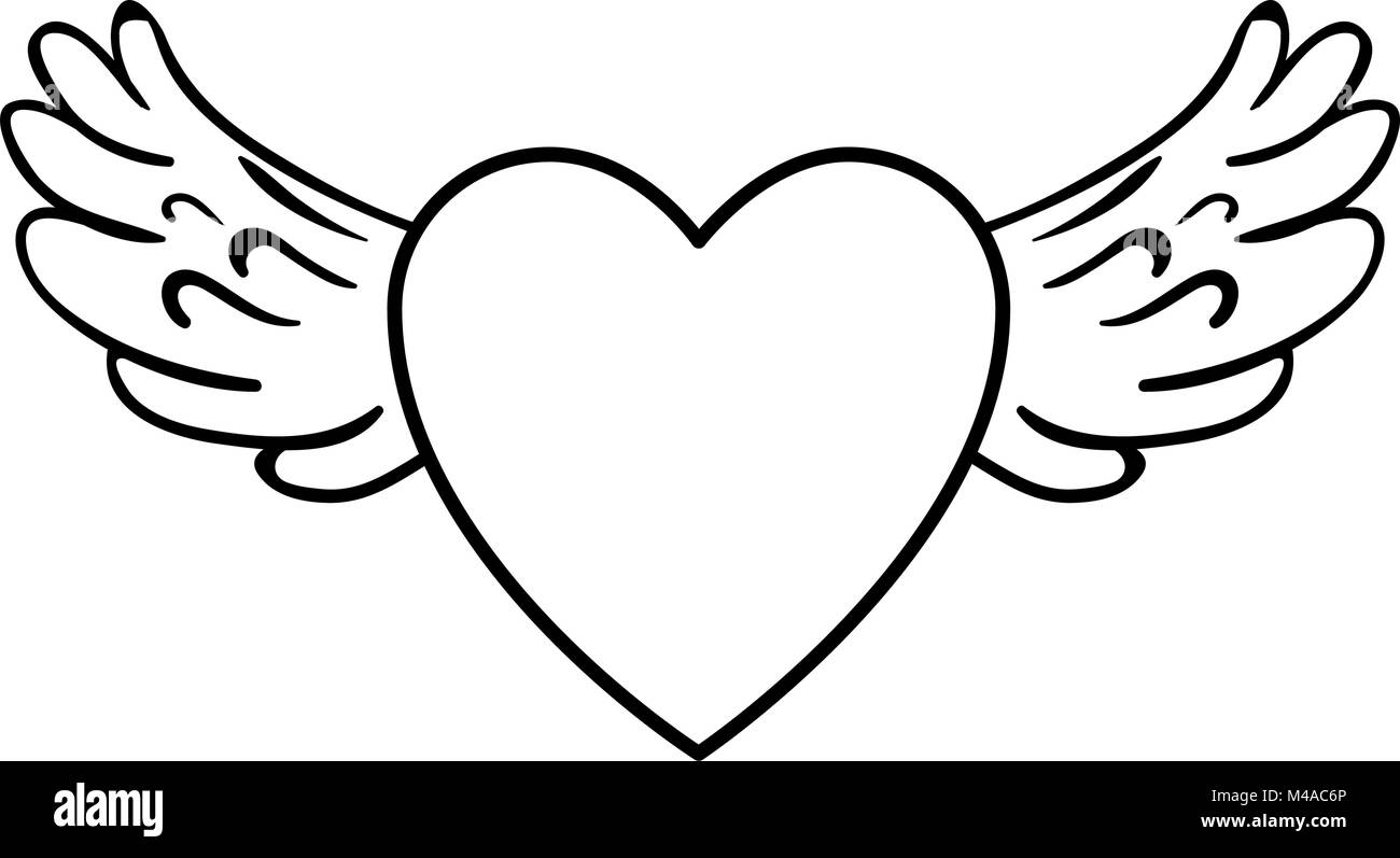 heart love sticker art with wings Stock Vector Image & Art - Alamy