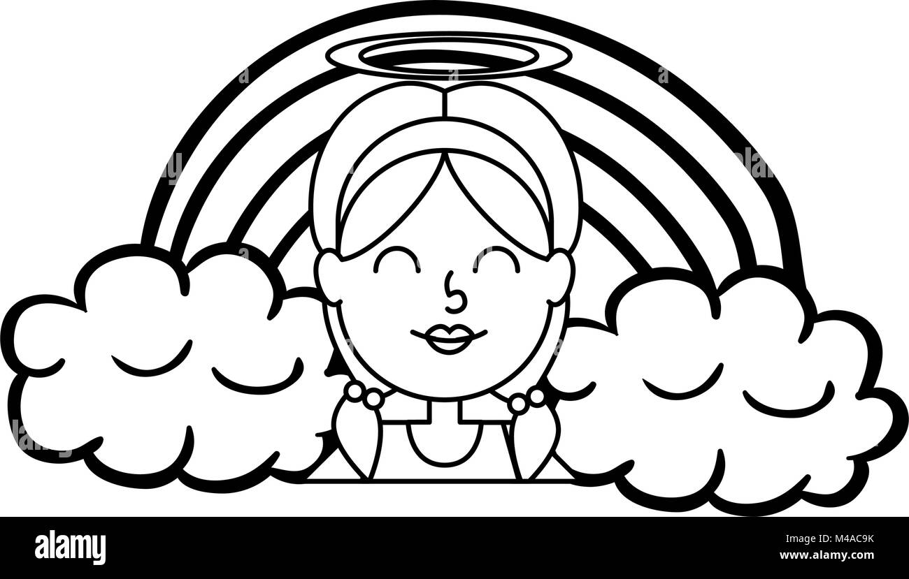 little girl angel with rainbow Stock Vector Image & Art - Alamy