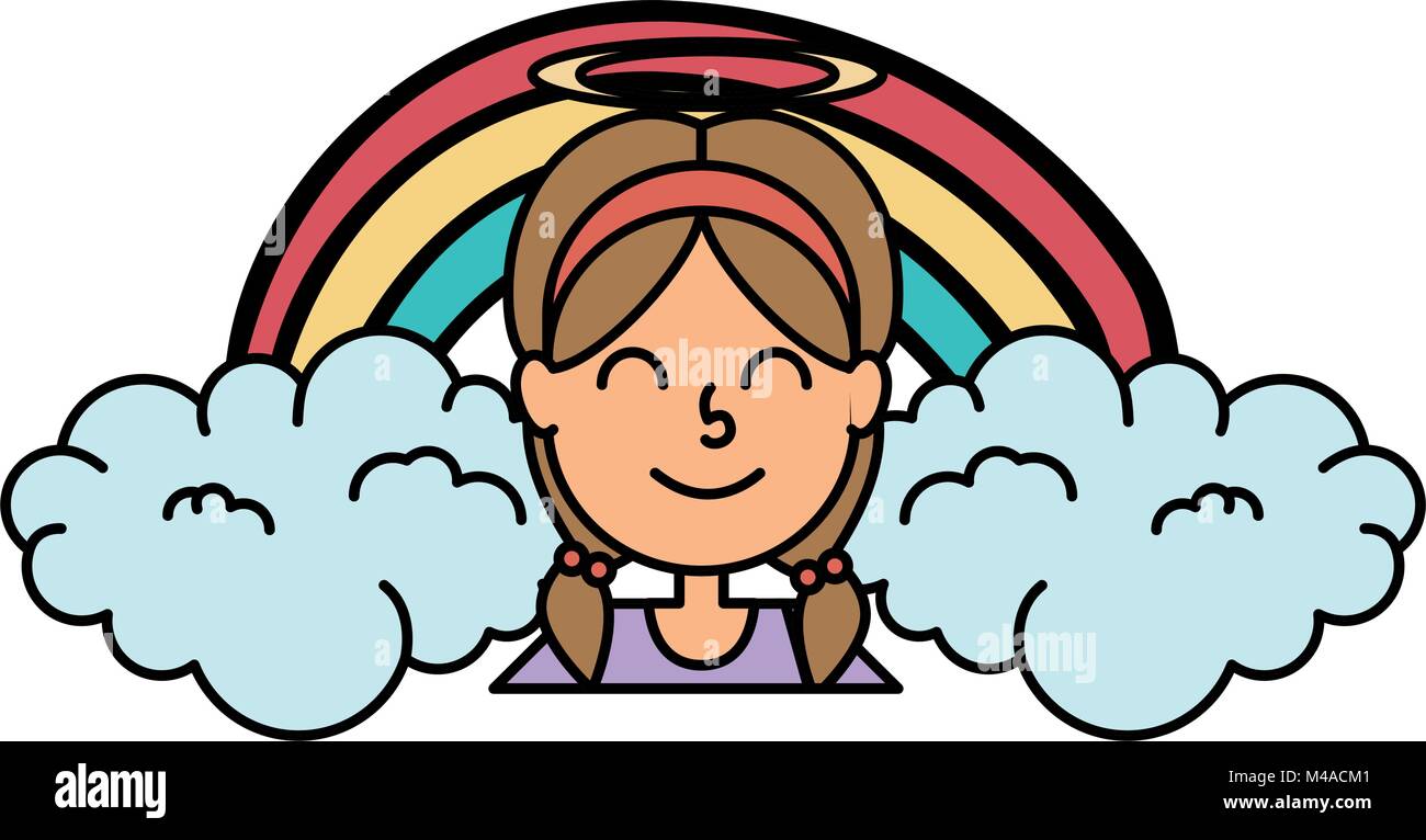 little girl angel with rainbow Stock Vector Image & Art - Alamy
