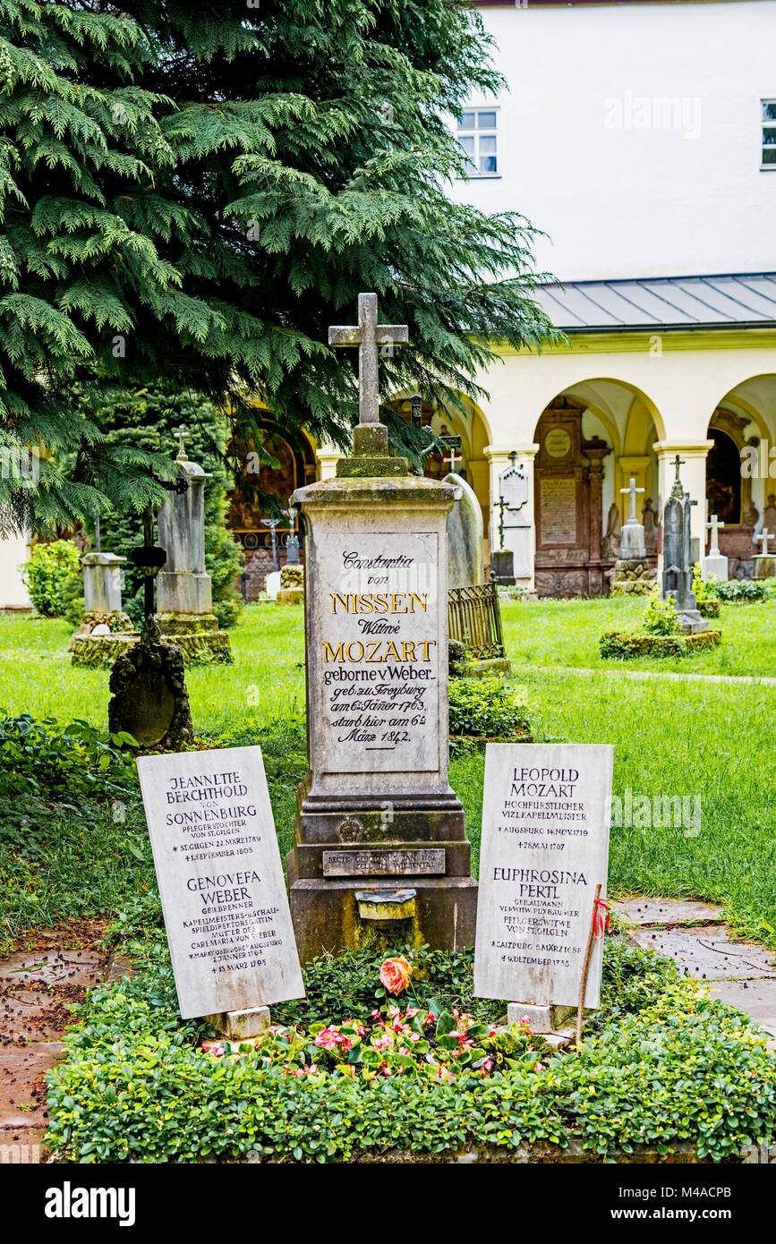 Salzburg (Austria): St. Sebastian Cemetery with vaults and graves ...