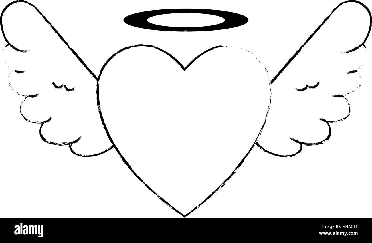 heart love sticker art with wings Stock Vector Image & Art - Alamy