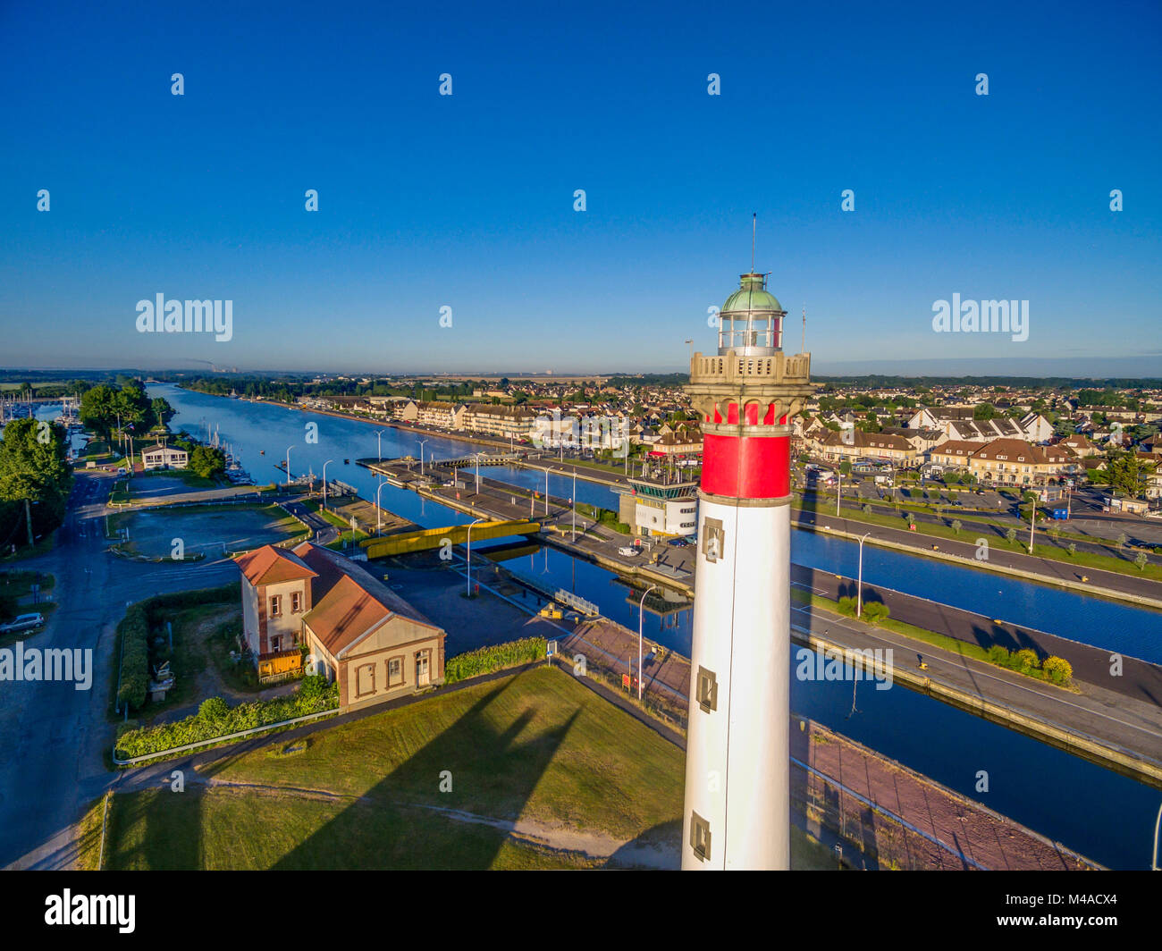 aerial view of de Ouistreham (Normandy, north-western France) on the ...