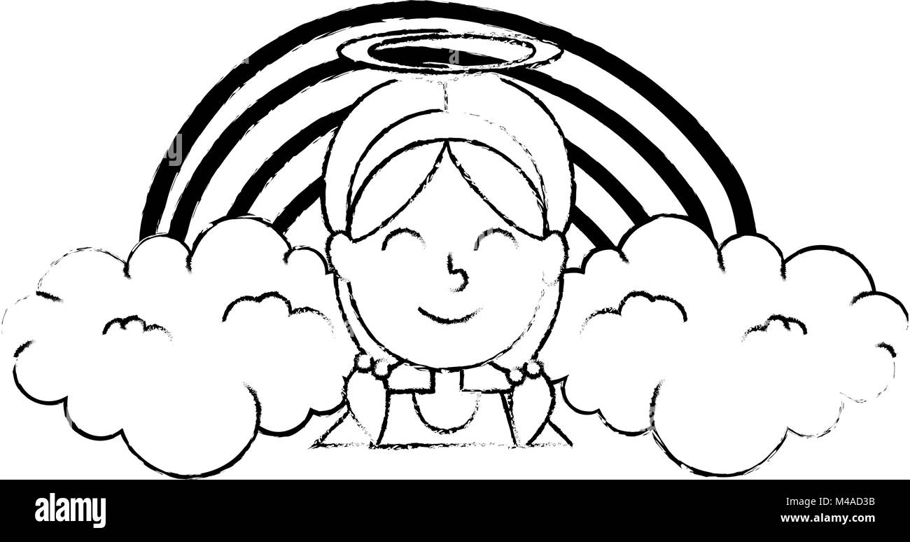 little girl angel with rainbow Stock Vector Image & Art - Alamy