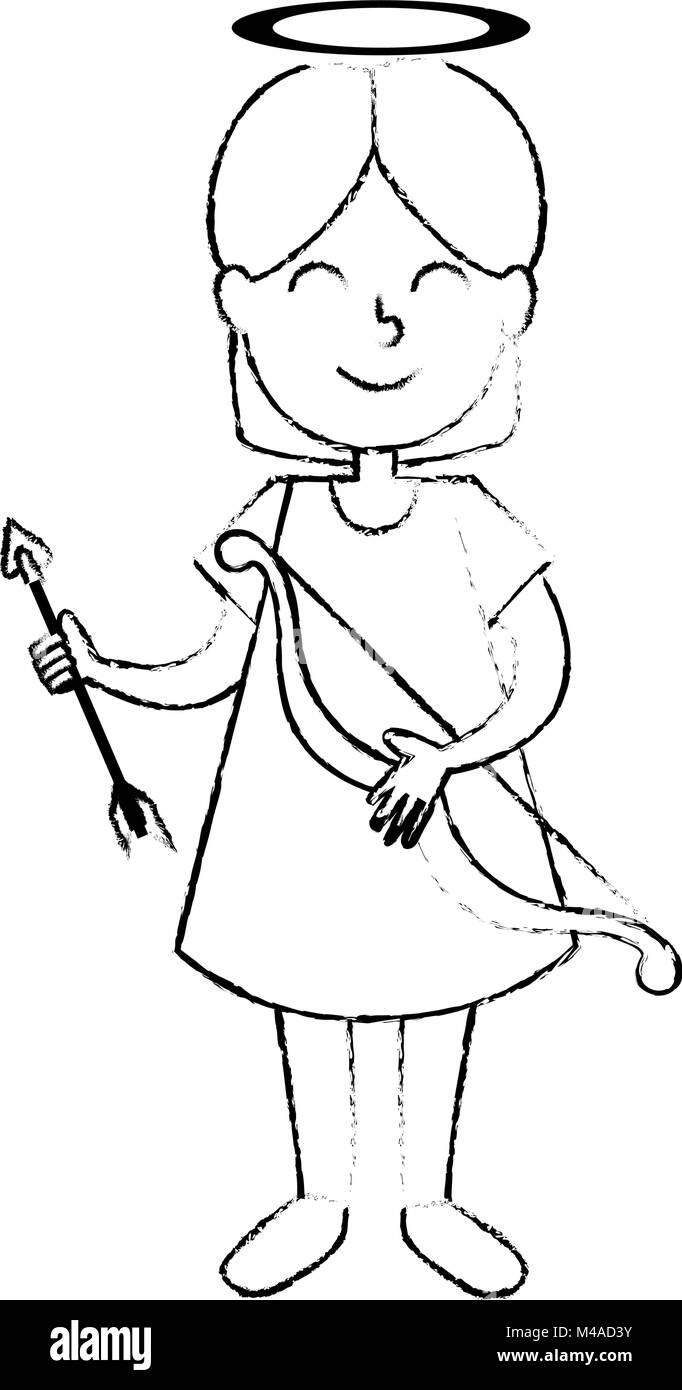 little girl angel with arch Stock Vector Image & Art - Alamy