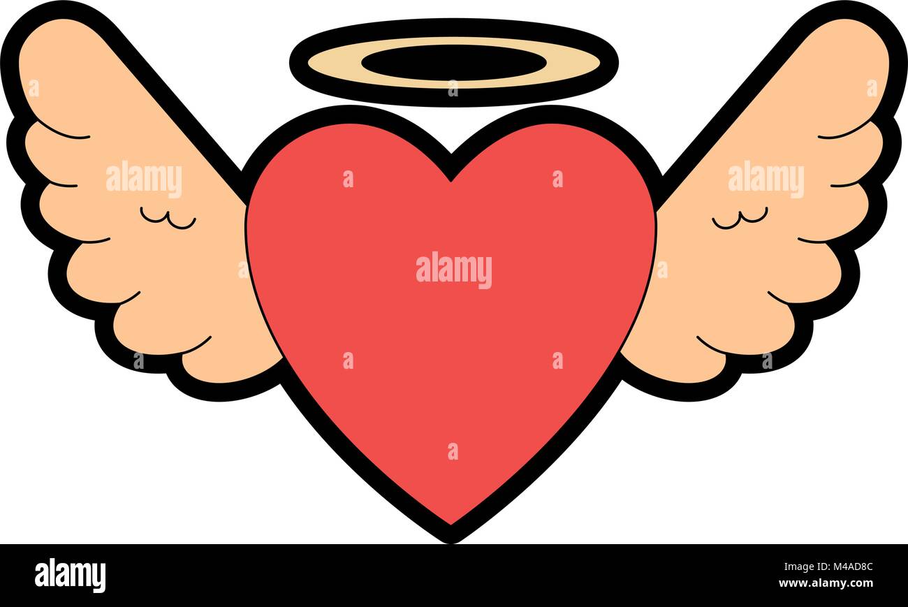 heart love sticker art with wings Stock Vector Image & Art - Alamy