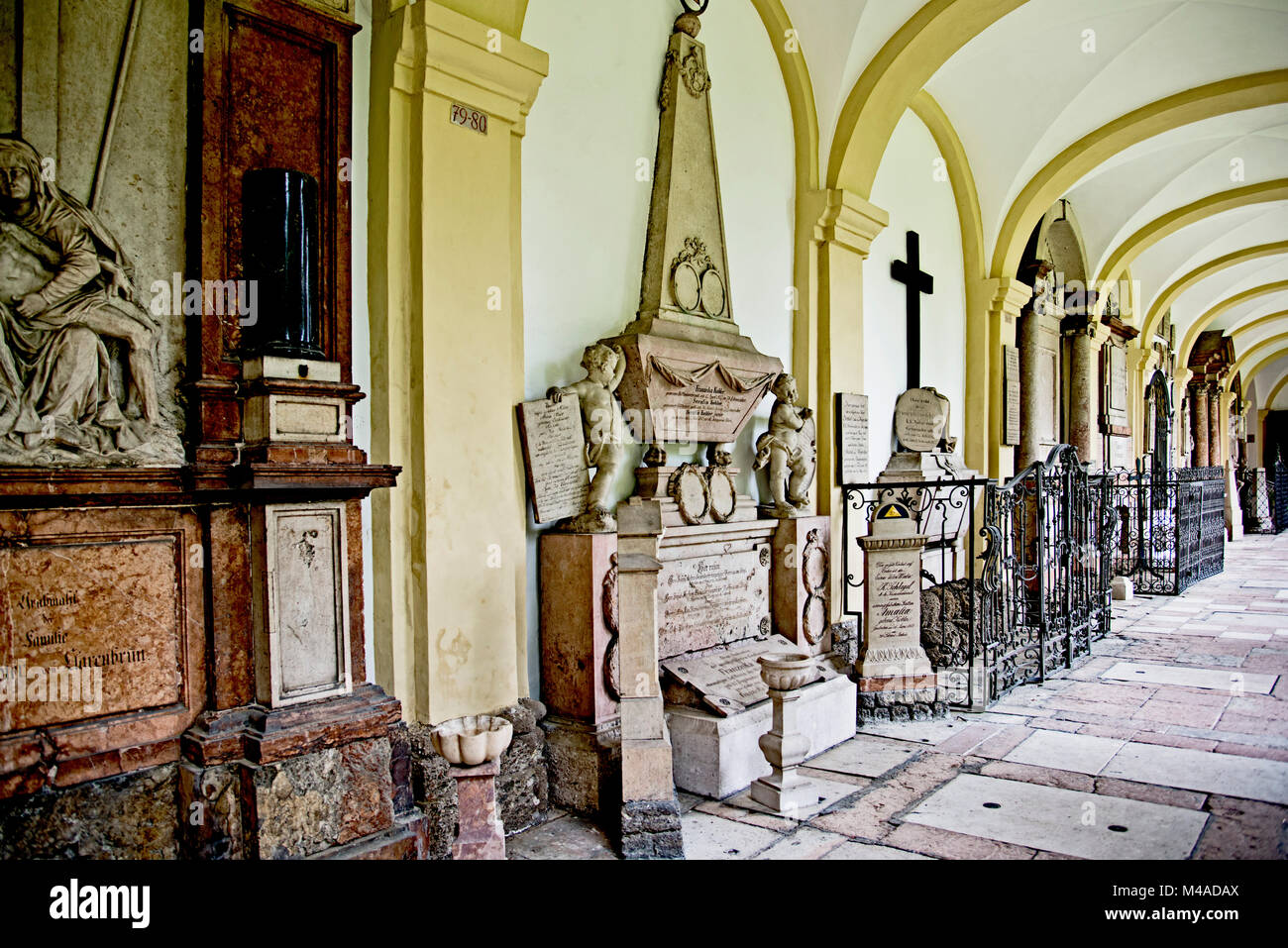 Salzburg (Austria): St. Sebastian Cemetery with vaults and graves ...