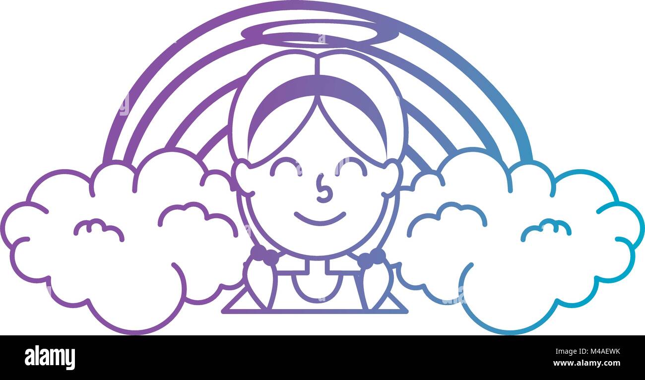 little girl angel with rainbow Stock Vector Image & Art - Alamy