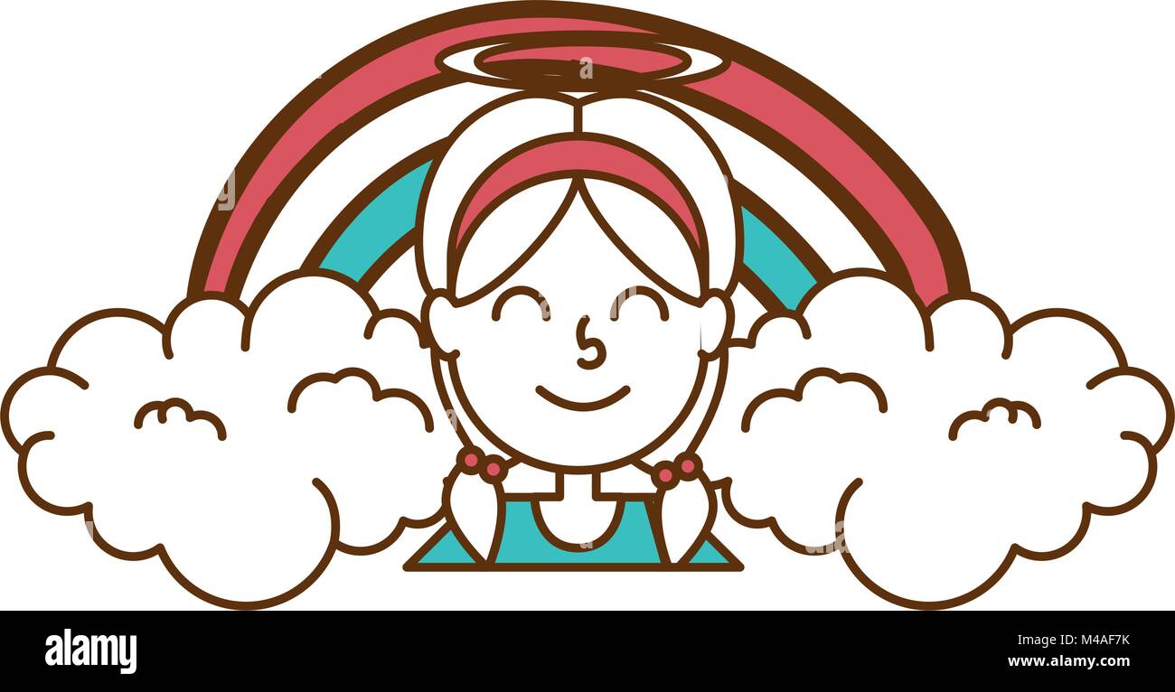 little girl angel with rainbow Stock Vector Image & Art - Alamy