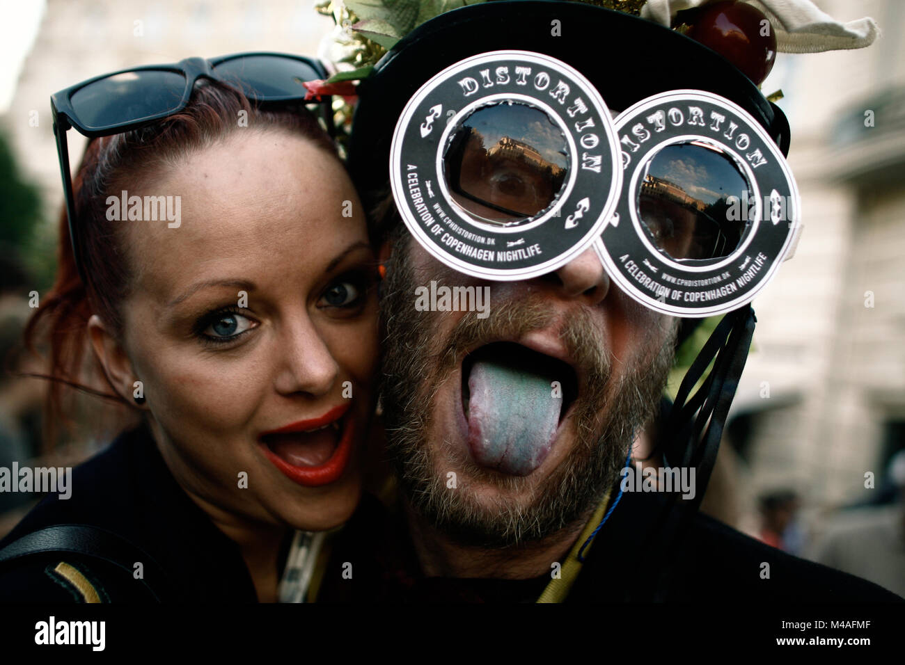 Party people at the annual street and block party Distortion Festival ...