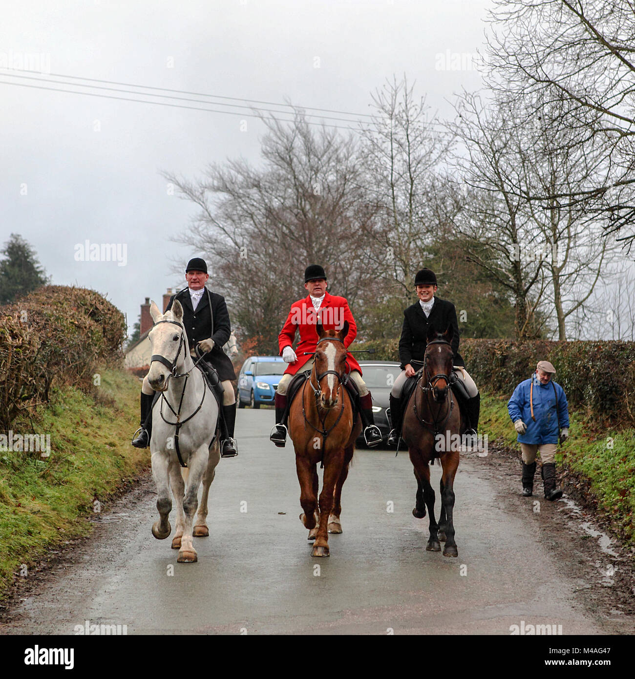 Members of the Wheatland Hunt arriving in the village of Cardington ...