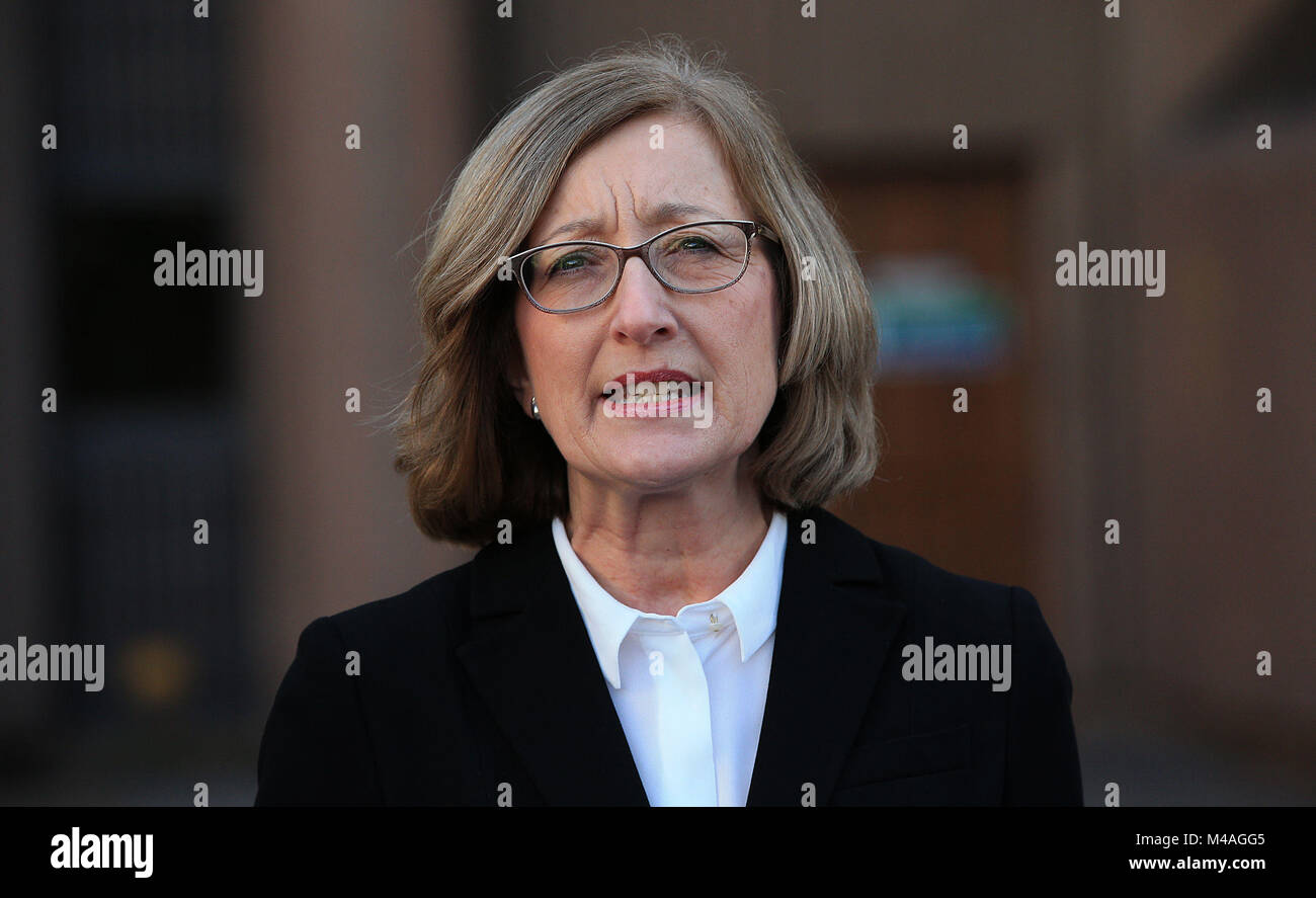 Jackie Lamb, senior prosecutor for Merseyside and Cheshire CPS, speaks to the media outside ...