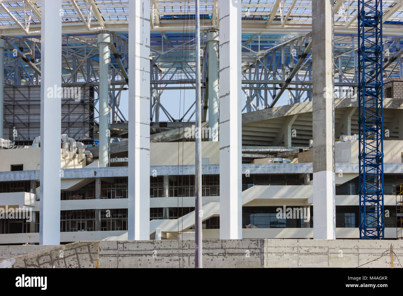 Concrete and steel structures in stadium construction. Nizhny Novgorod ...