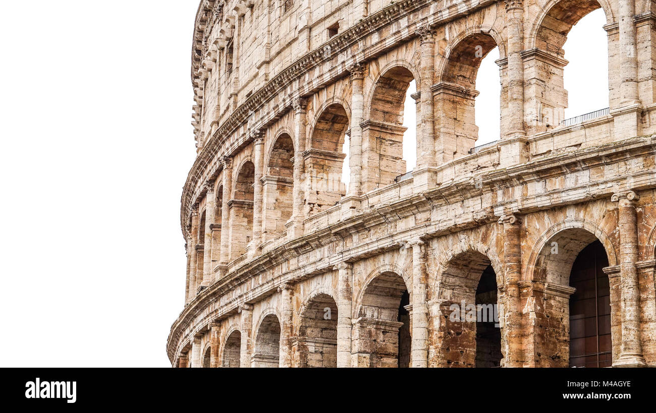 Colosseum isolated on white. Close up of the most famous tourist ...
