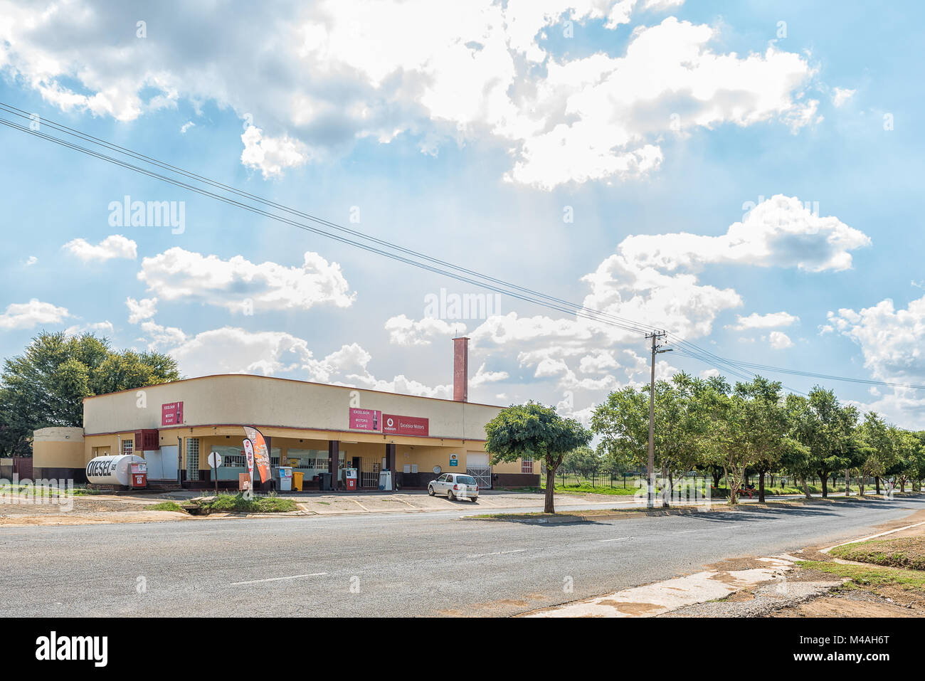EXCELSIOR, SOUTH AFRICA, FEBRUARY 9, 2018: A street scene, with gas ...