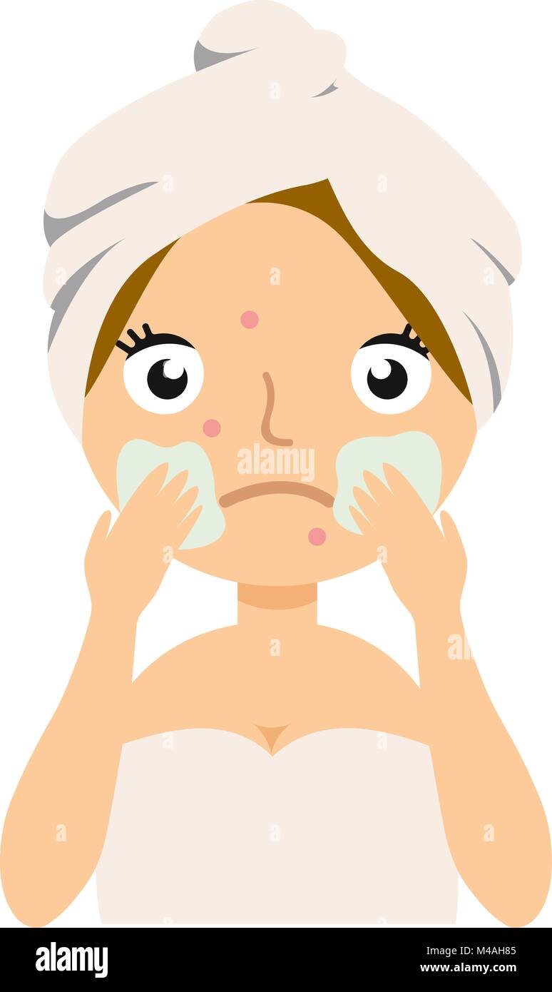 Girl applies cosmetic mask on her face, home remedies, skin problems ...