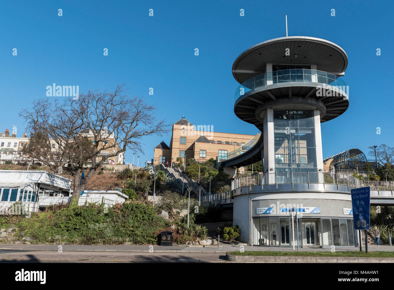 Pier Hill lift Southend on Sea. Modern elevator structure Stock Photo ...