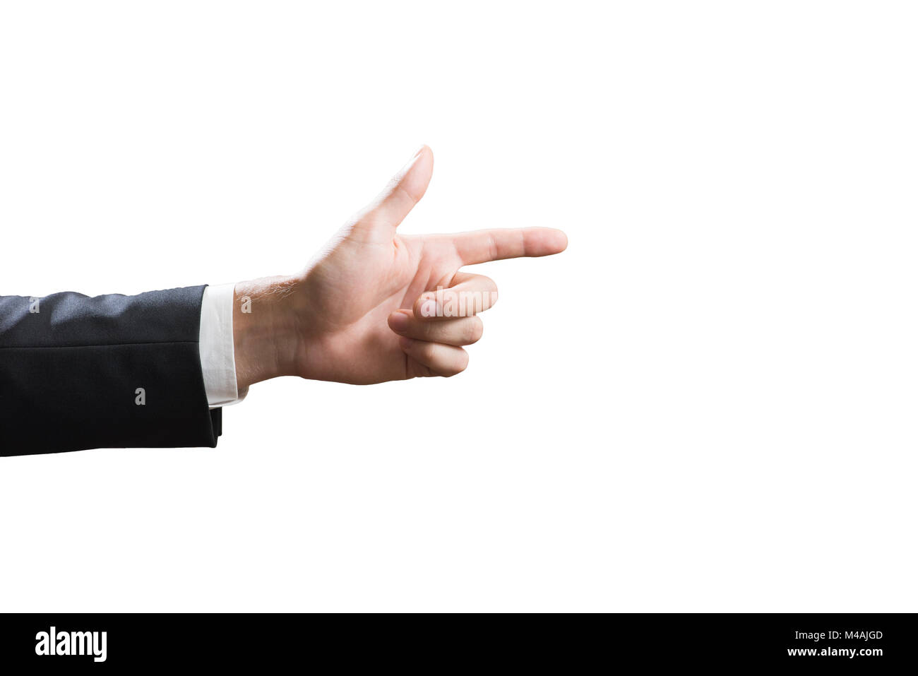 Business man's hand pointing isolated on white Stock Photo - Alamy