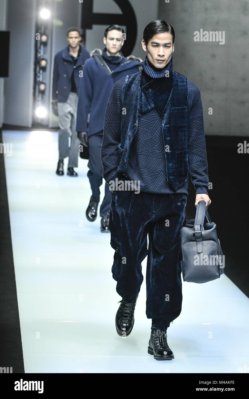 Milan Fashion Week Men's - Giorgio Armani - Catwalk Featuring: Model Where: Milan, Italy When ...