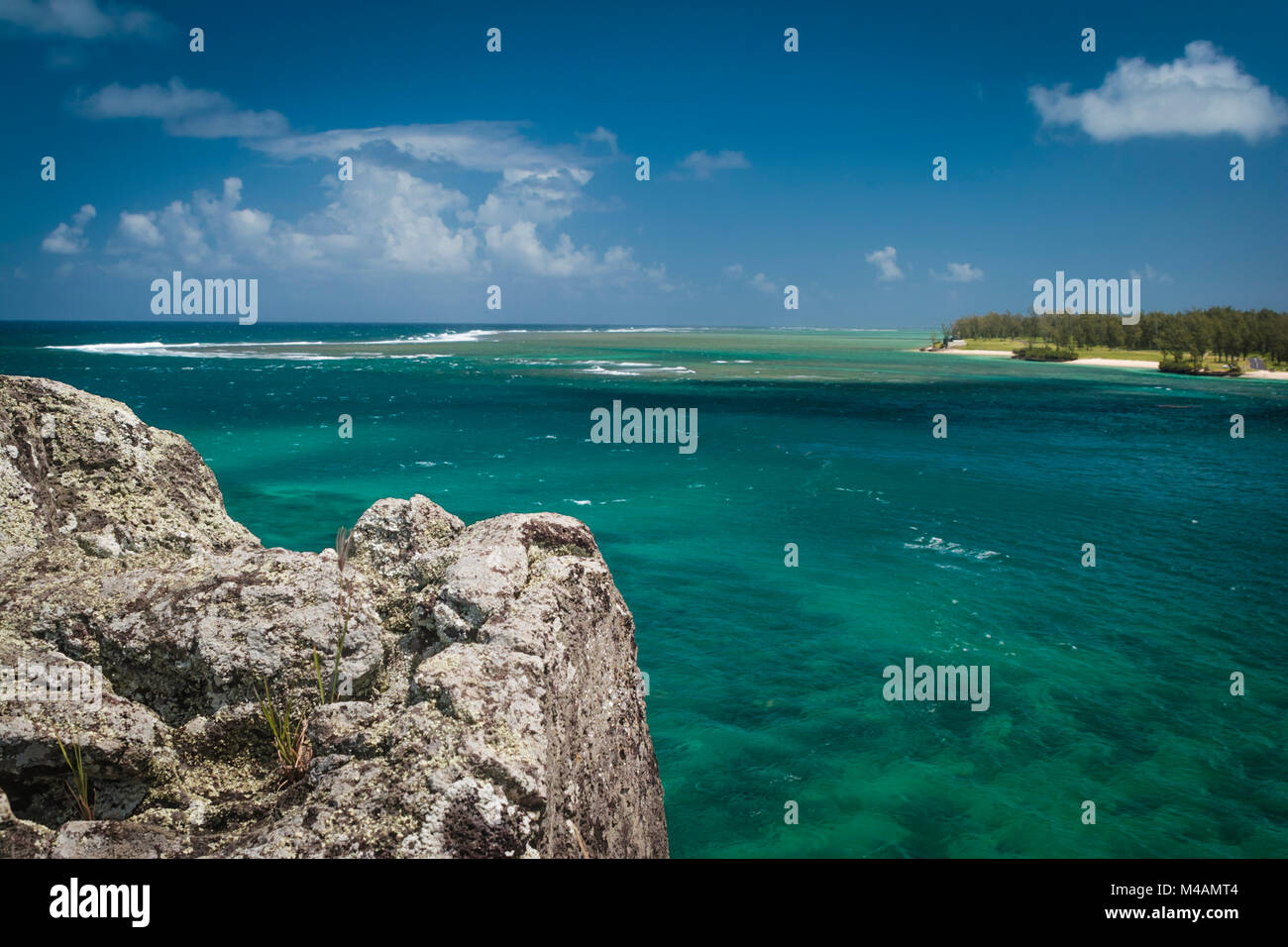 Breathtaking panoramic view of a bay at Maconde, Mauritius Stock Photo ...