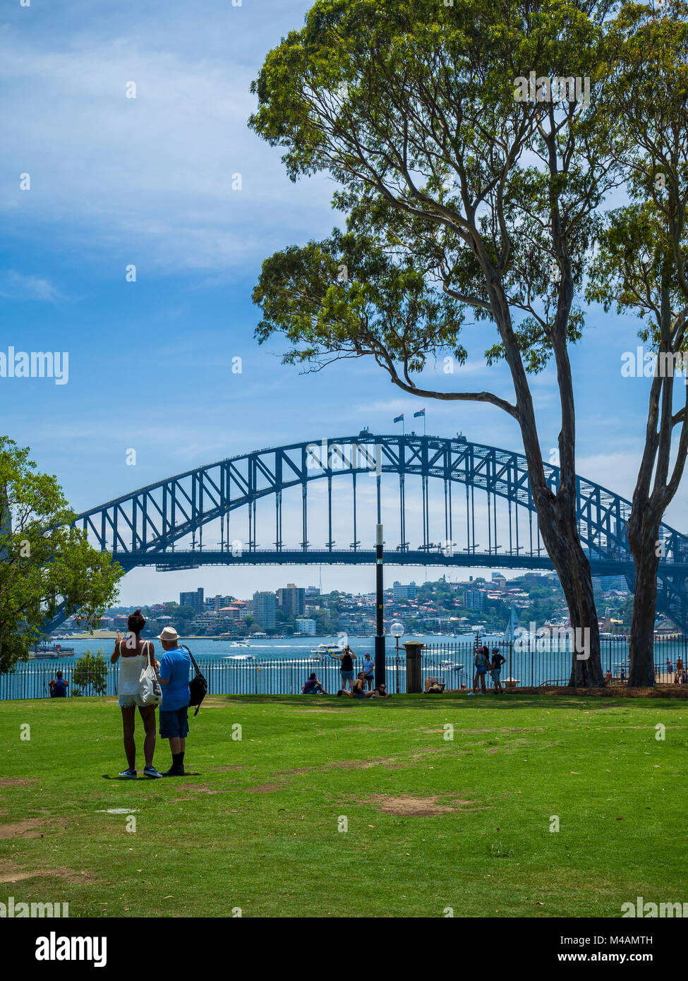View of the Sydney Harbour Bridge from Bennelong Lawn, inside the Royal ...