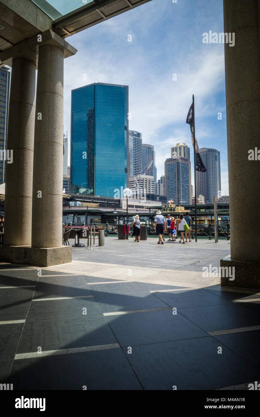 View of high rise buildings sitting above the transport terminals of ...