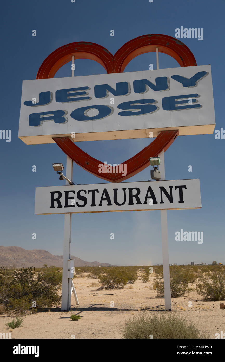 Jenny Rose restaurant sign, Yermo, California, USA Stock Photo - Alamy