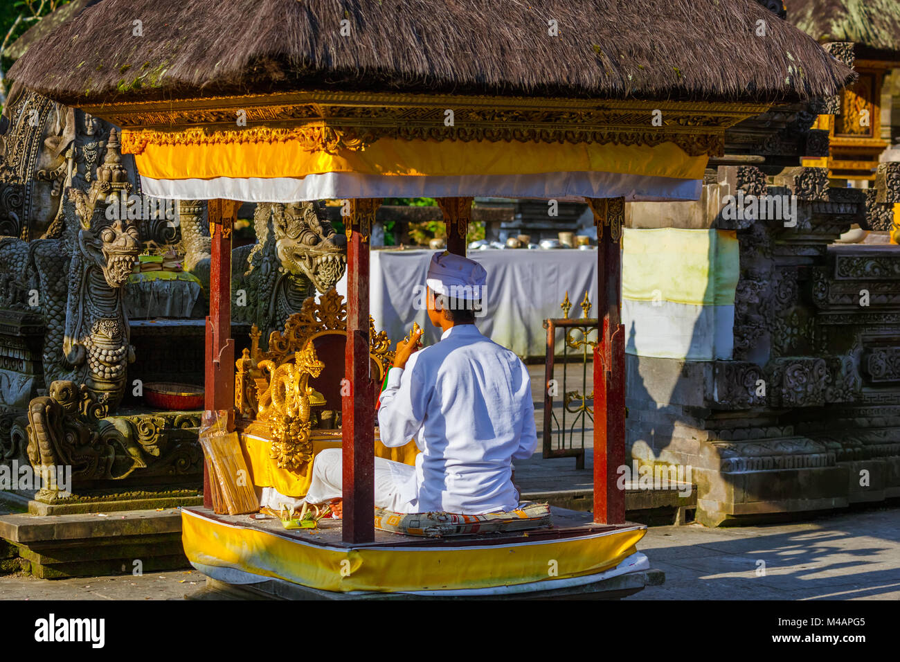 Prayer in Tirta Empul Temple - Bali Island Indonesia Stock Photo - Alamy